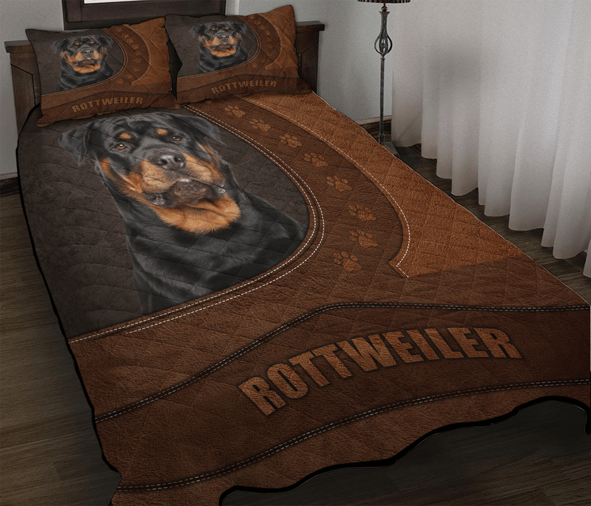 Rottweiler Dog Themed Quilt Bed Sets for Pet Lovers - AnimeBape