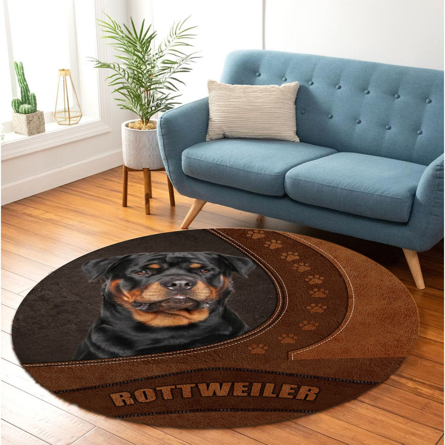Rottweiler Dog Round Carpet Rug for Bedroom & Living Room Decor - AnimeBape