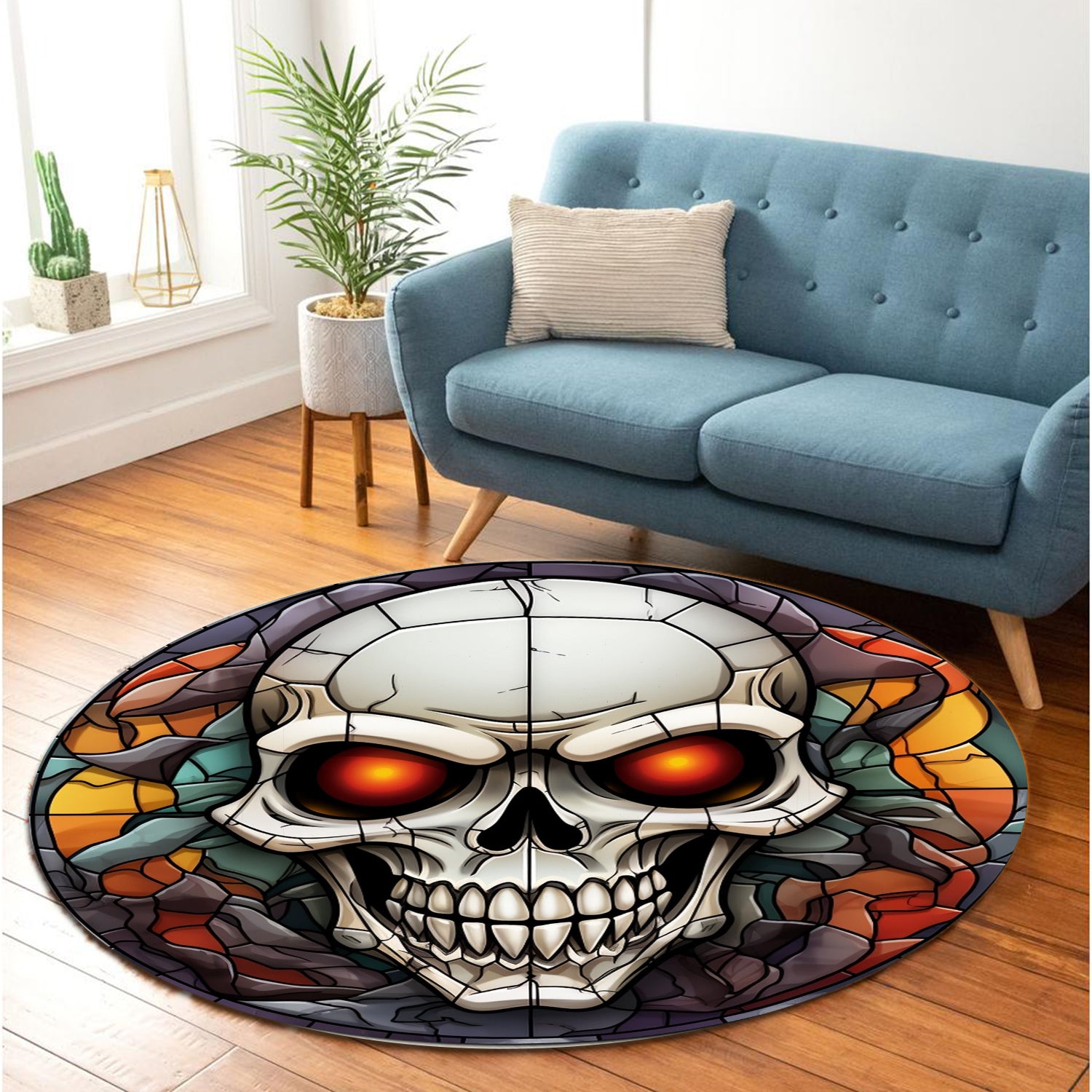 Skull Stained Glass Rug for Bedroom and Living Room Home Decor - AnimeBape