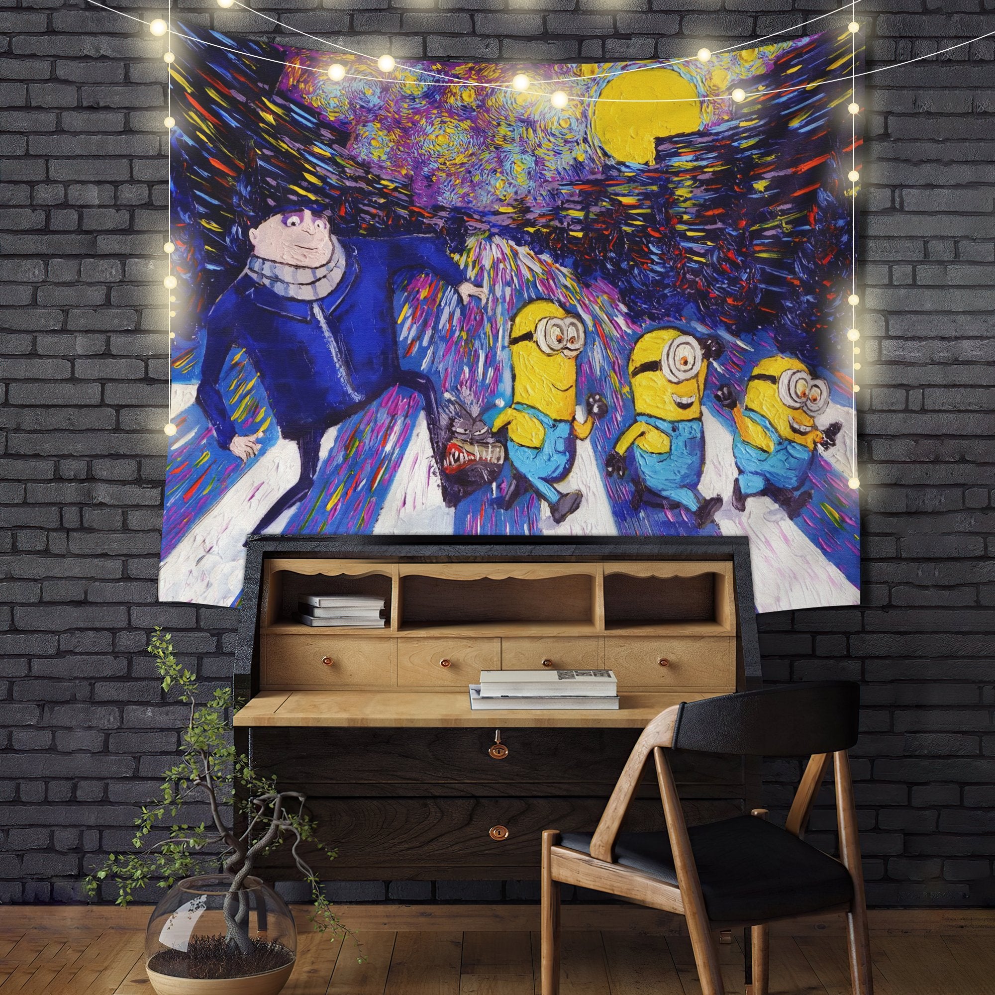 Despicable Me Minions Starry Night Tapestry Room Decor - AnimeBape