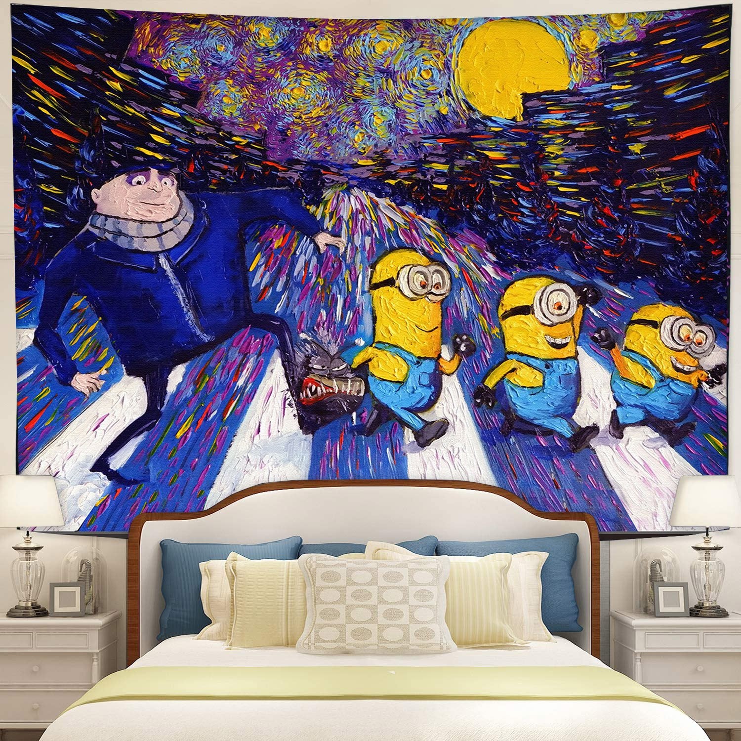 Despicable Me Minions Starry Night Tapestry Room Decor - AnimeBape