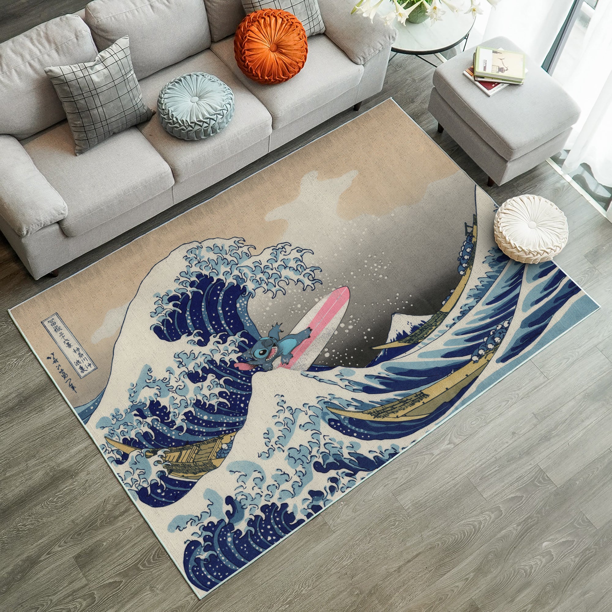 Great Wave Japan Carpet Rectangle Rug for Home Room Decor Stitch ...