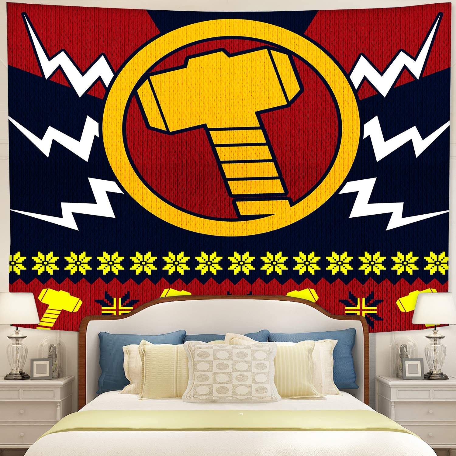 Thor Mjolnir Hammer Christmas Tapestry Wall Decor for Home - AnimeBape