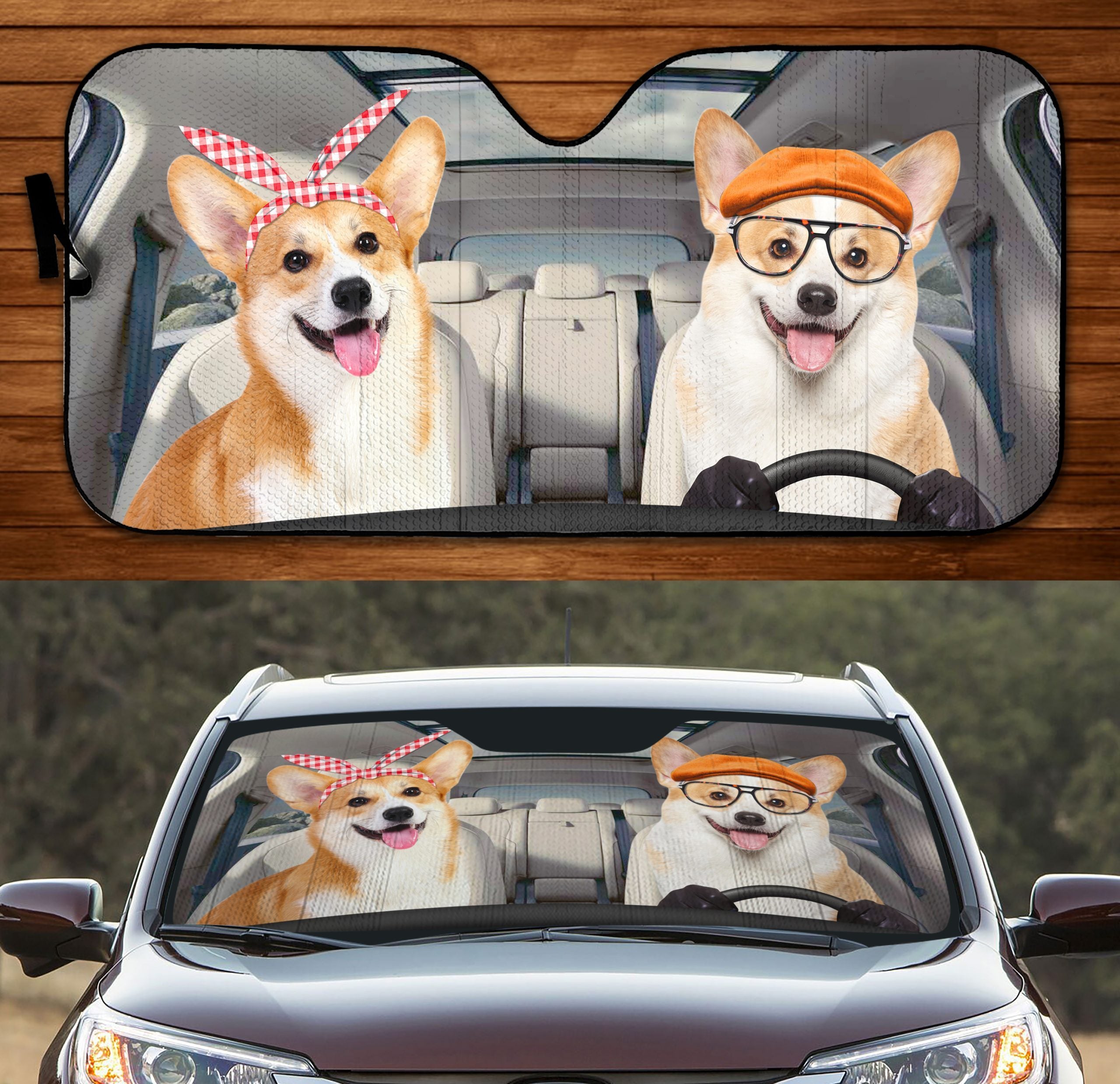 Corgis Auto Sun Shade for Car Windshield, Family Gift Decor - AnimeBape