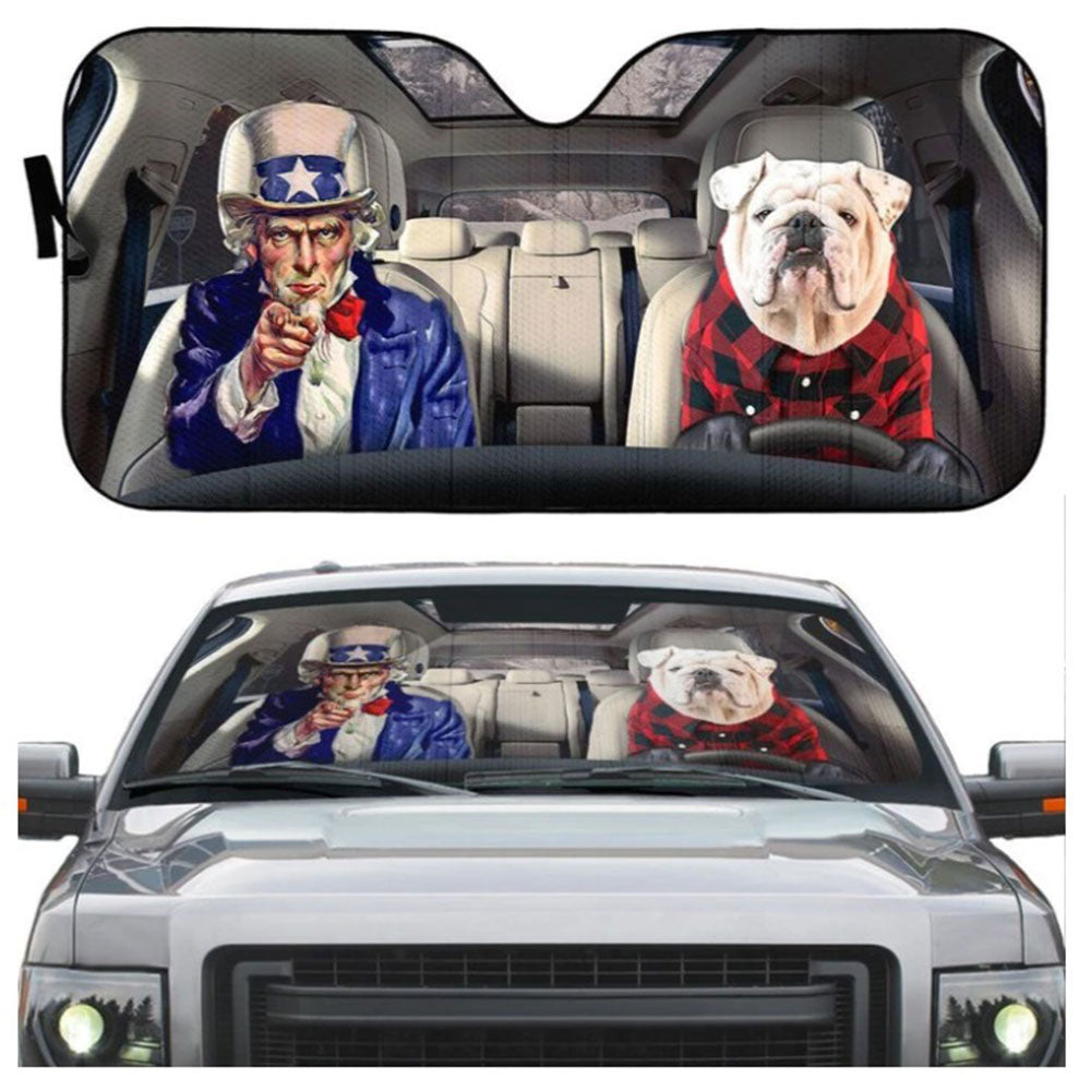 Uncle Sam Bulldog Windshield Sun Shades Custom Car Accessories Gift ...