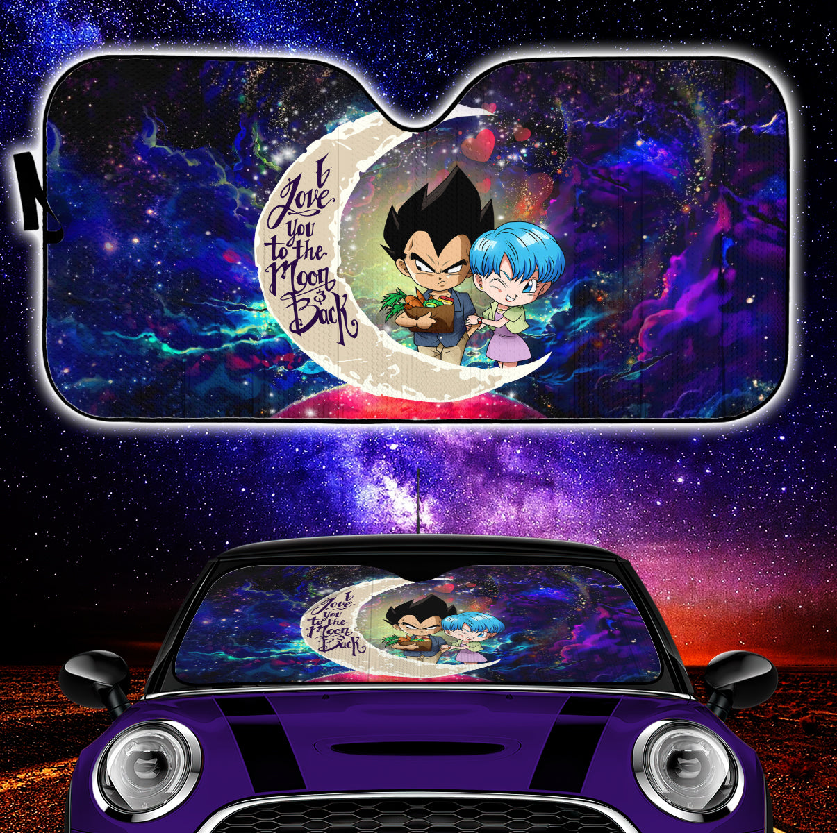 Dragon Ball Vegeta Bulma Love You To The Moon Galaxy Auto Sunshades ...