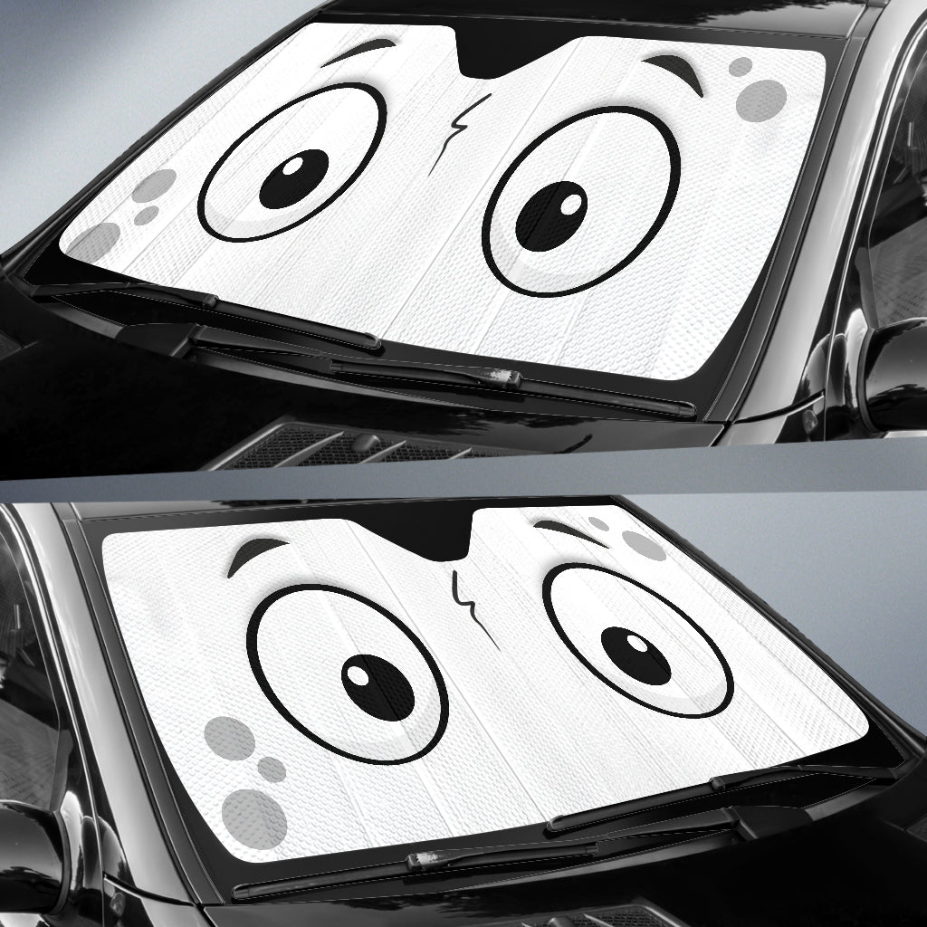 Slightly Surprised Cartoon Eyes Auto Sunshades - White Car Shade ...