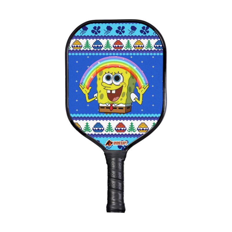 Custom Nickelodeon Cartoons Rainbow SpongeBob Pickleball Paddle - AnimeBape