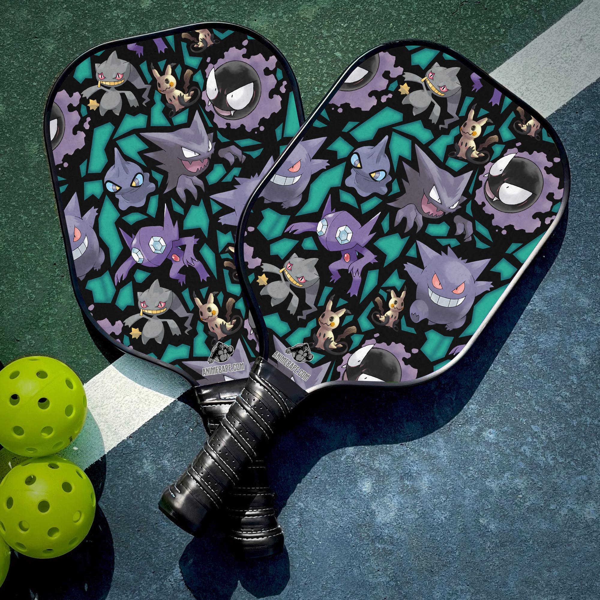 Custom Ghost Type Pokemon Pokemon Pickleball Paddle - AnimeBape
