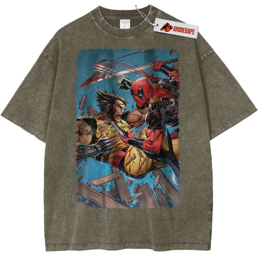 Deadpool Wolverine Vintage T-Shirt, Marvel Comics Graphic Tee - AnimeBape