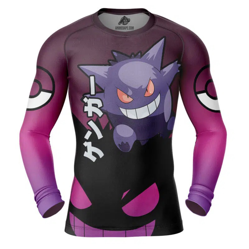 Gengar Nightshade Pokemon Long Sleeve Rash Guard Compression Shirt ...
