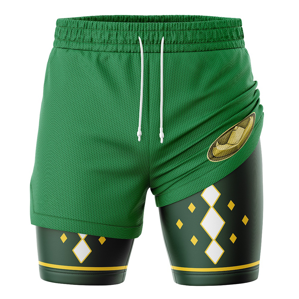 Green Ninjetti Ranger Power Rangers Compression Workout Training Shorts ...
