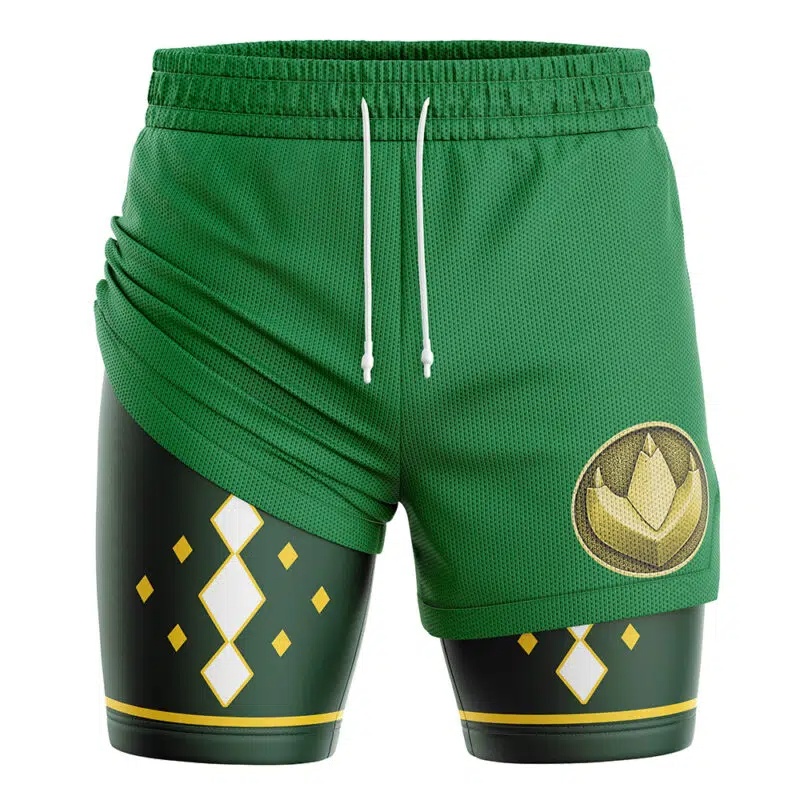 Green Ninjetti Ranger Power Rangers Compression Workout Training Shorts ...