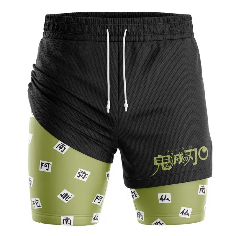 Gyomei Himejima Demon Slayer Compression Workout Training Shorts (2-in ...