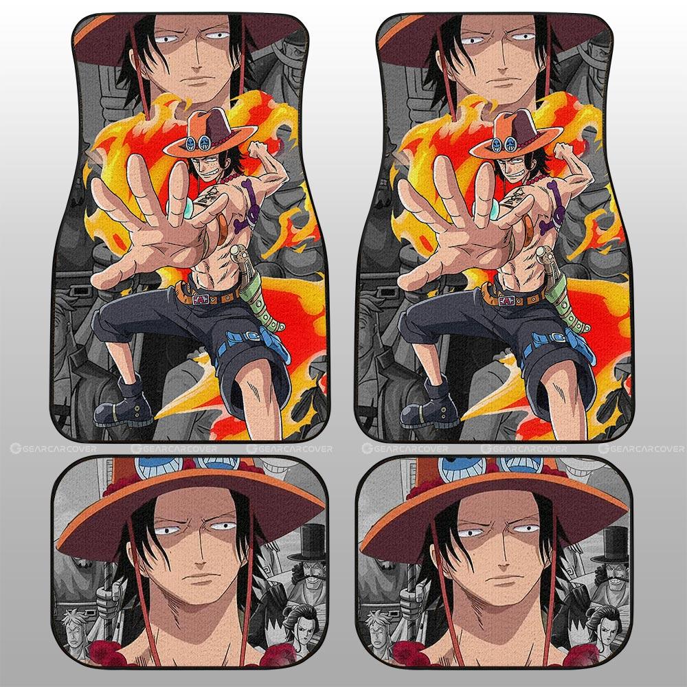 One Piece Car Mat Portgas D Ace Face Manga Pattern Jolly Roger Symbol ...