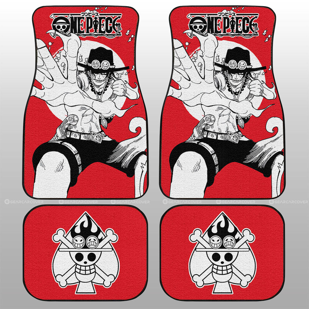 One Piece Car Mat Portgas D Ace Fighting Pose Jolly Roger Symbol Car ...