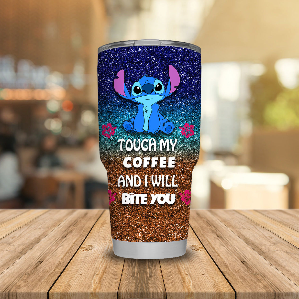 Stitch Touch My Coffee And I Will Bite You Cute Disney 20 oz Tumbler ...